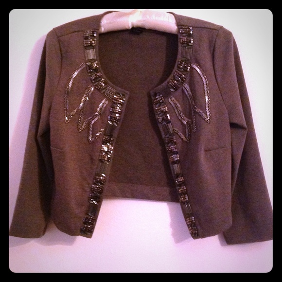 H&M | Jackets & Coats | Hm Ornate Gray Cropped Jacket | Poshmark